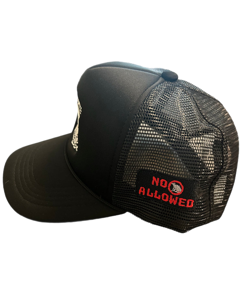 StitchLipMigoz black Trucker Hat “ No Rats Allowed” edition